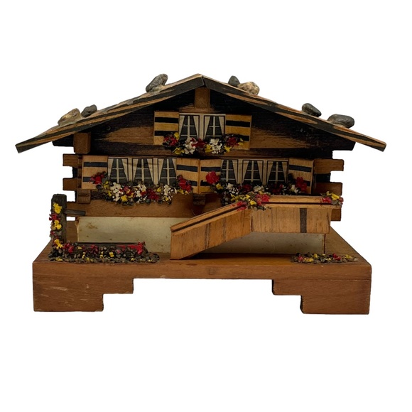 Accents | Vintage Swiss Chalet Wooden Country Cottage House Music Box ...